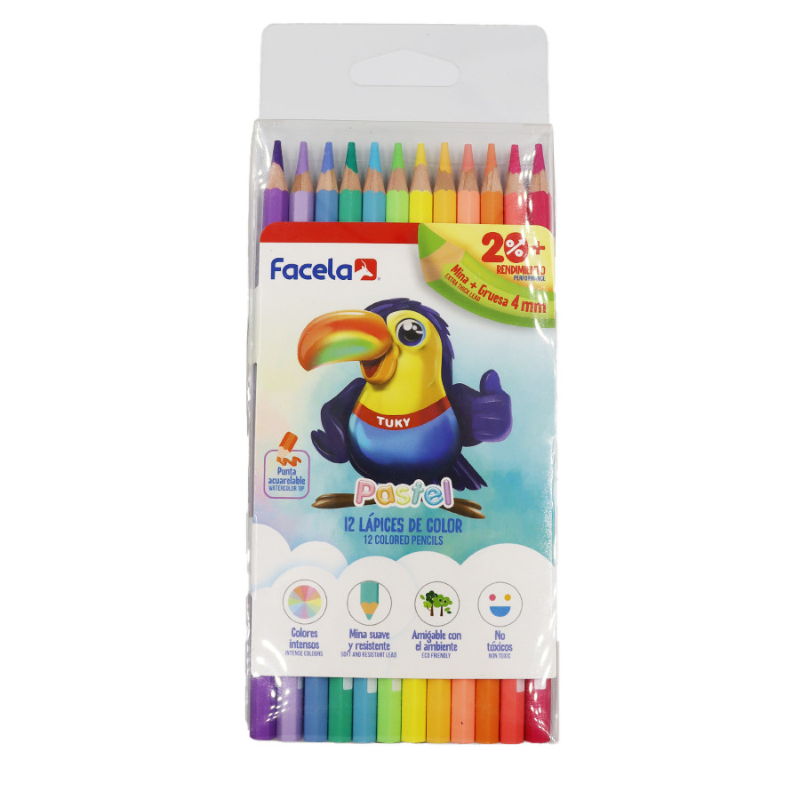 Lápices de color Pastel 12 U – Facela