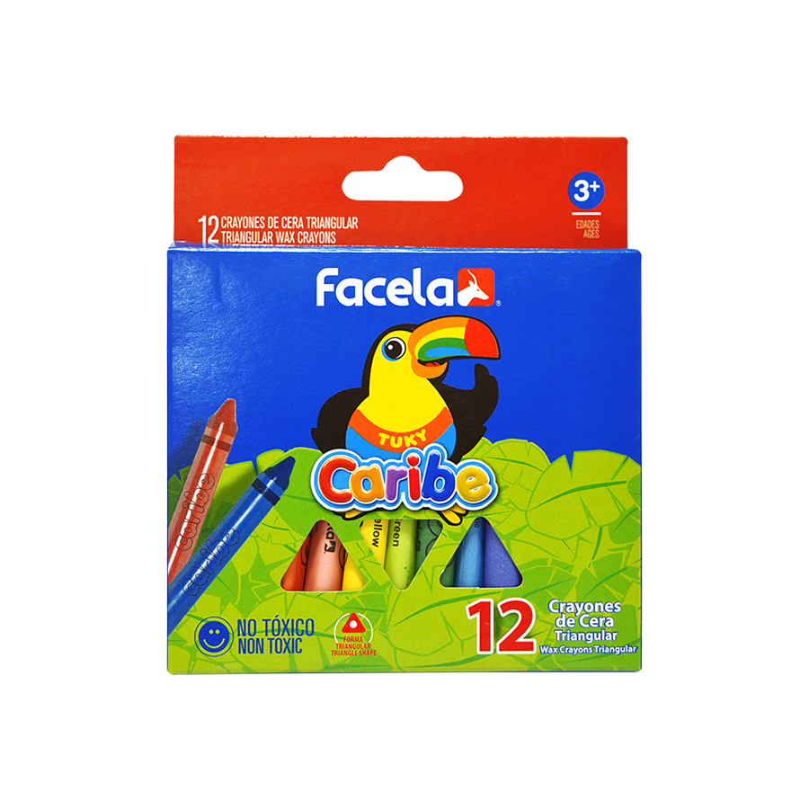 Crayones de Cera Caribe Triangular Caja C/12 – Facela